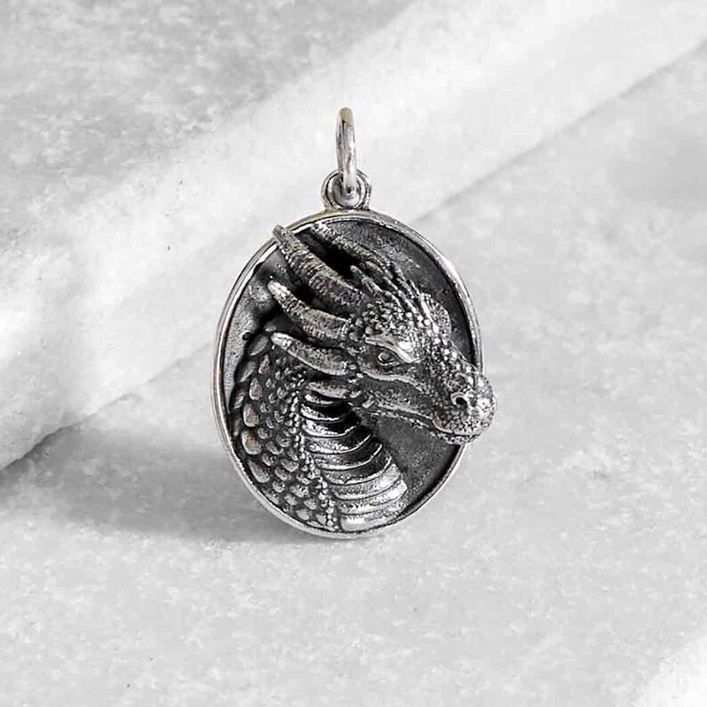 Sterling Silver Oval Dragon Pendant...available Mid August 2024 - Etsy