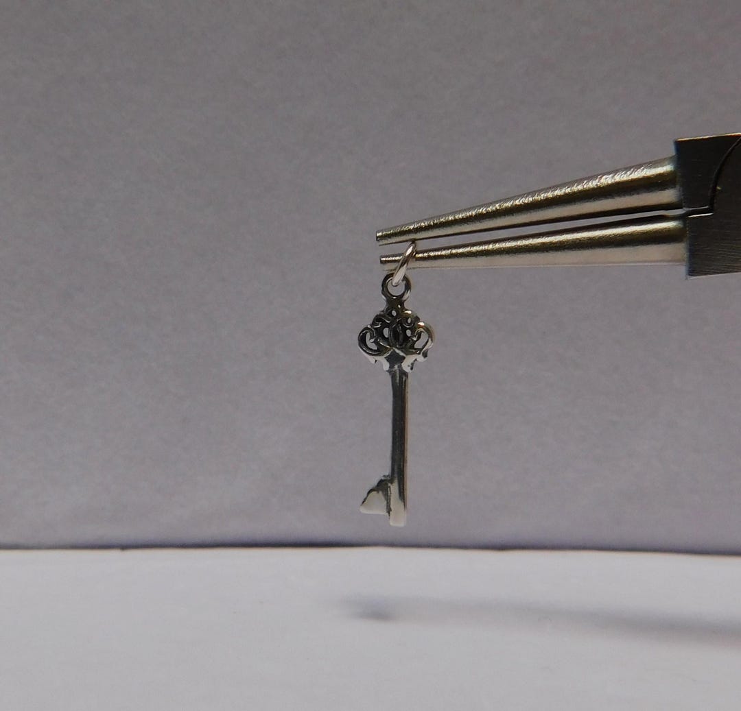 Sterling Silver Victorian Key Charm - Etsy