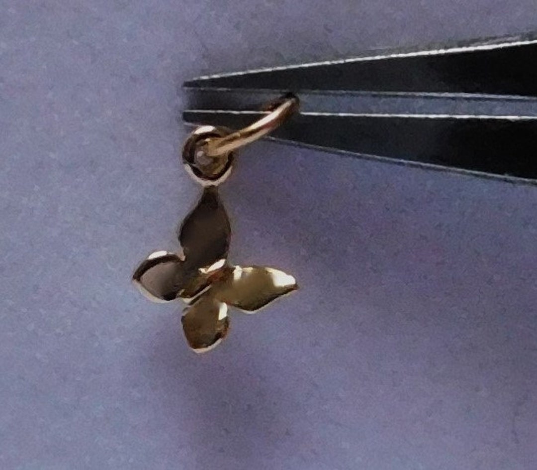 Tiny 14k Solid Gold Butterfly Charm 11 X 8 Mm - Etsy