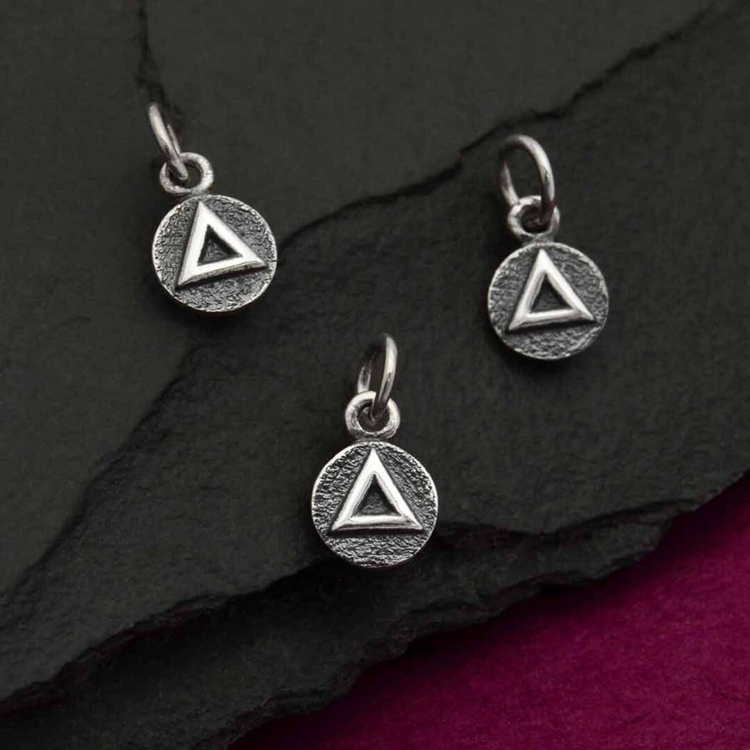 Tiny Sterling Silver Fire Element Coin Charm 12 X 6 Mm - Etsy