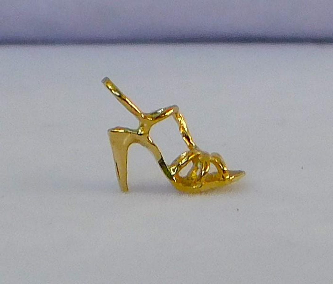 14k Solid Yellow Gold Tiny Stiletto Shoe Charm - Etsy