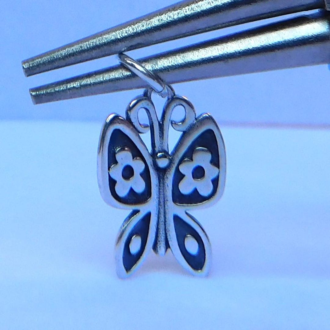 Sterling Silver Butterfly Charm - Etsy