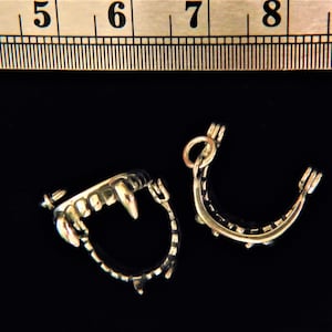 Sterling Silver Vampire Teeth Movable Charm 18 X 15 Mm - Etsy