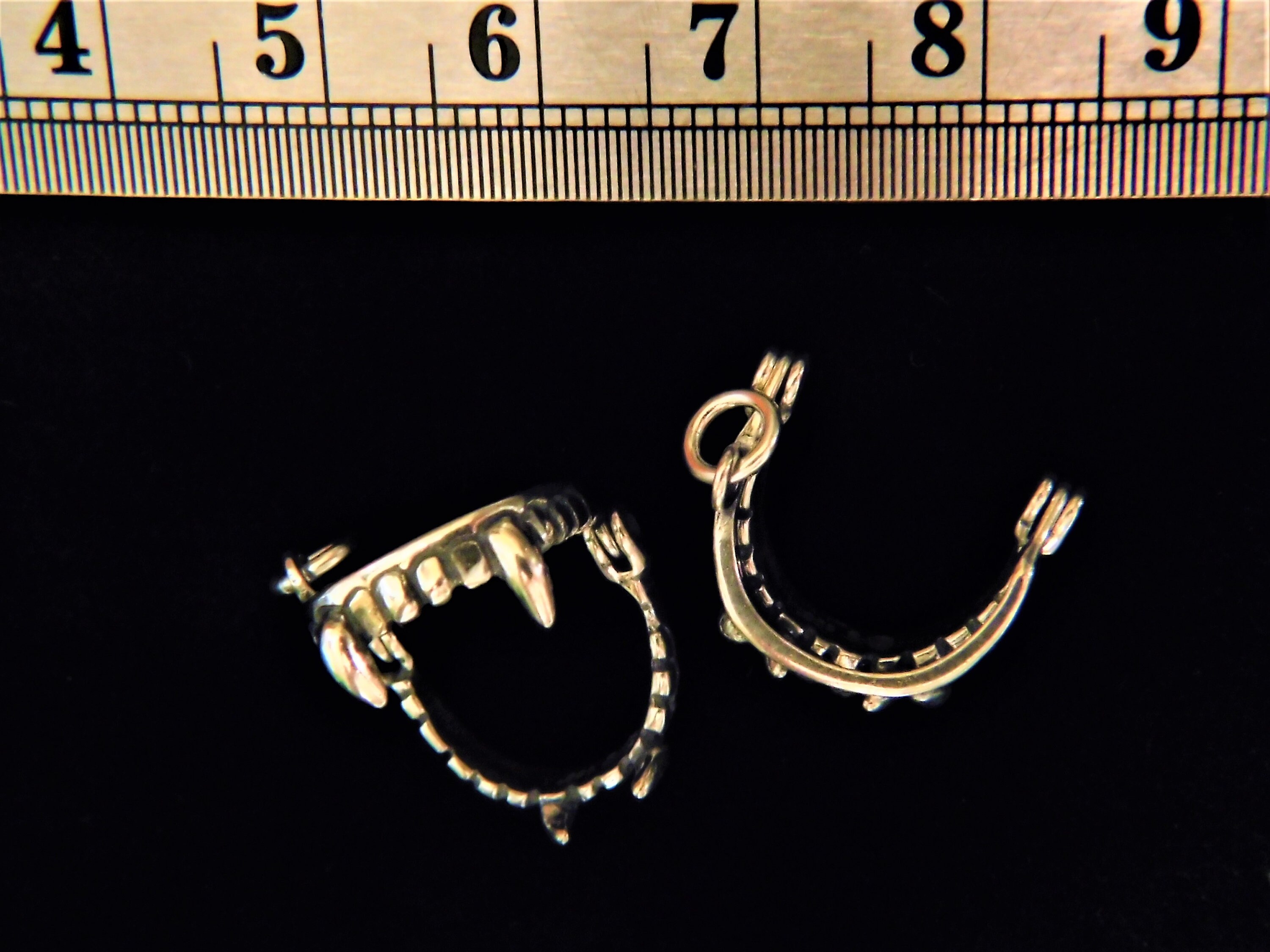 Sterling Silver Vampire Teeth Movable Charm 18 X 15 Mm - Etsy