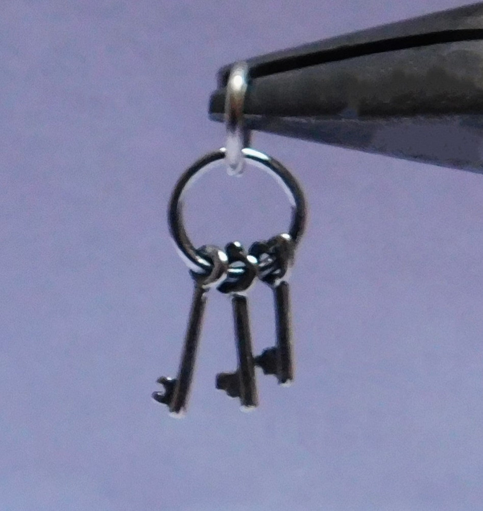 Super Tiny Sterling Silver 3D Skeleton Keys on a Ring Charm - Etsy