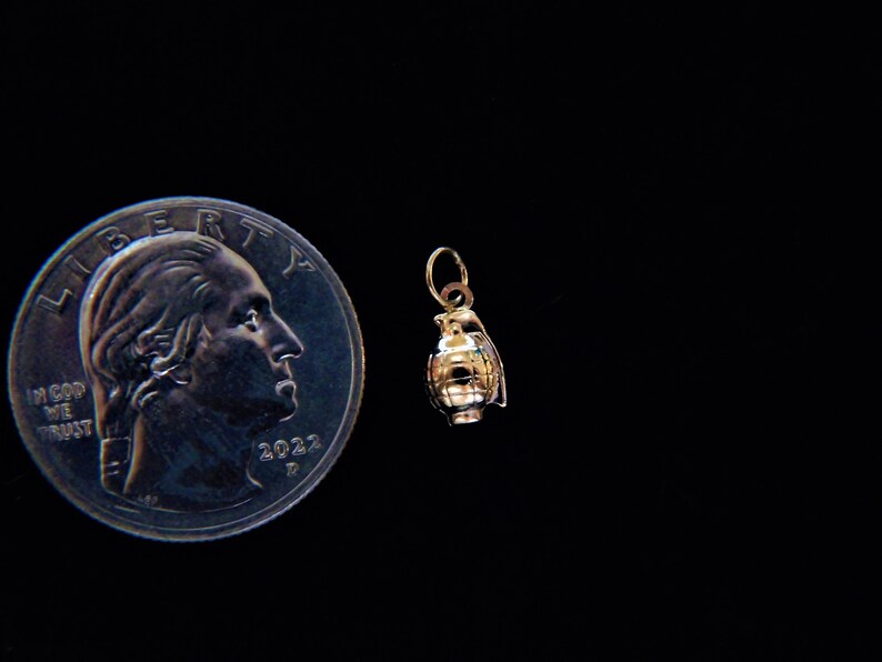 14k Solid Gold Hand Grenade Charm 8 X 5 Mm - Etsy