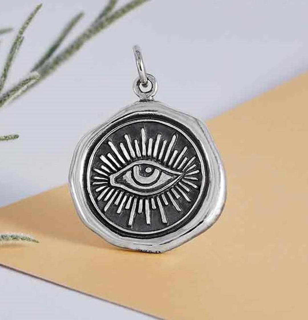 Sterling Silver Wax Seal Evil Eye Pendant Presale Item - Etsy