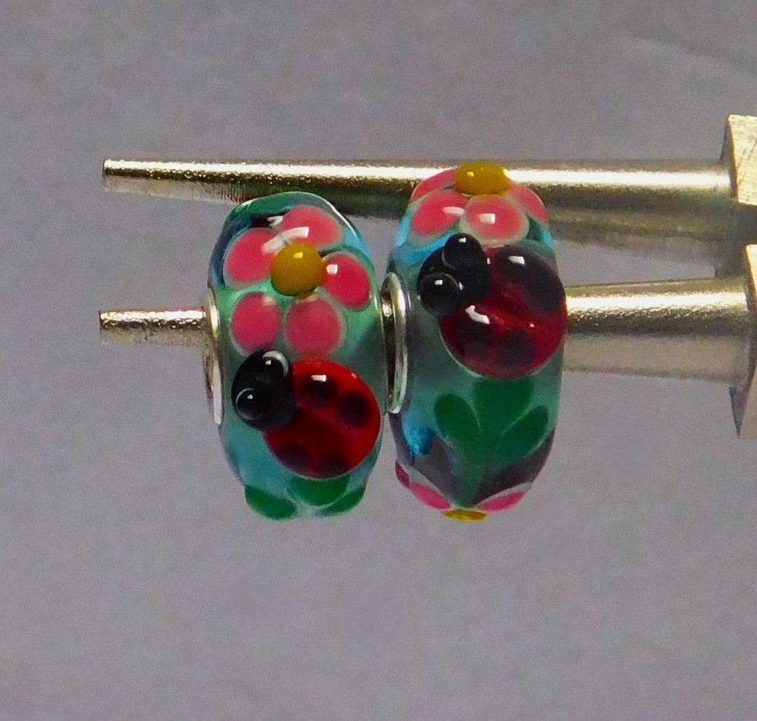 Murano Glass and Sterling Silver Lady Bug Specialty Bead - Etsy