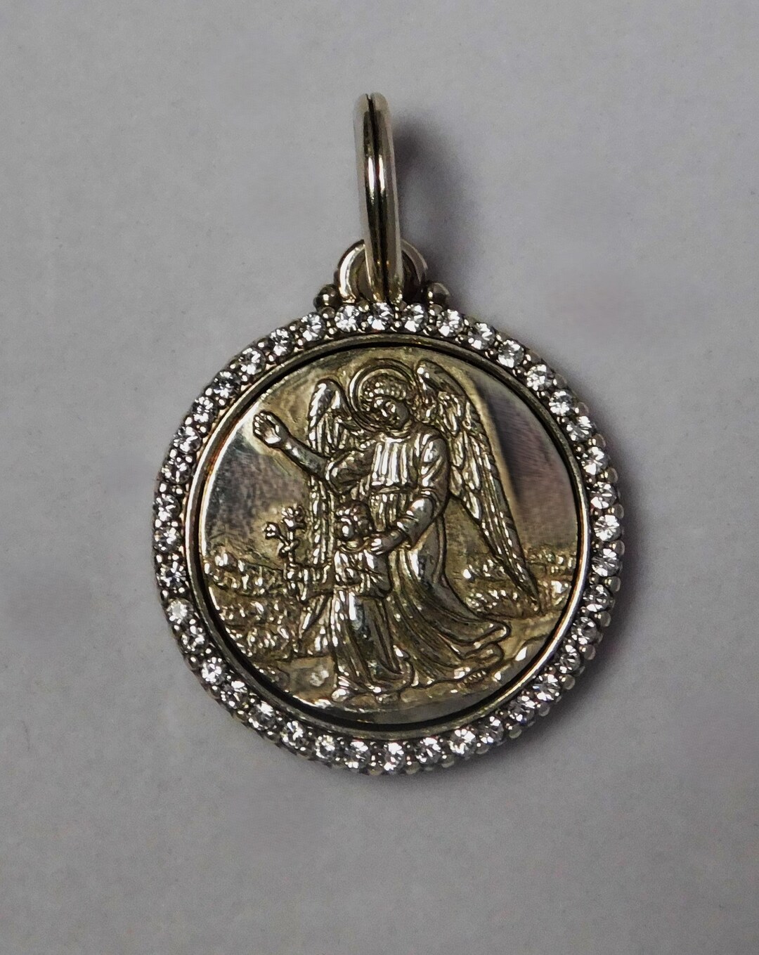Silver Serenity Angel Pendant With Cubic Zirconia Stones - Etsy