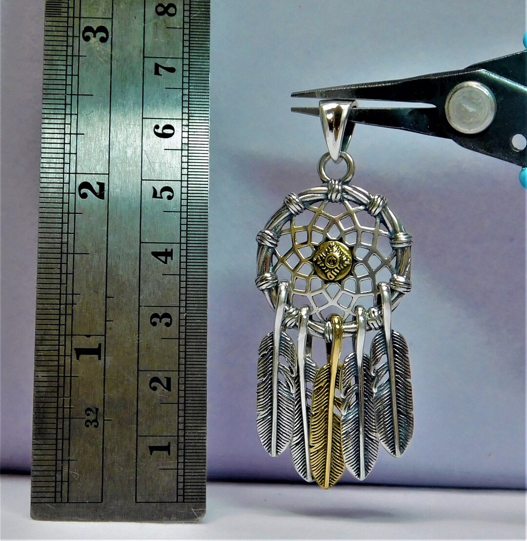 Sterling Silver Dream Catcher Pendant With Movable, Feather Charms ...