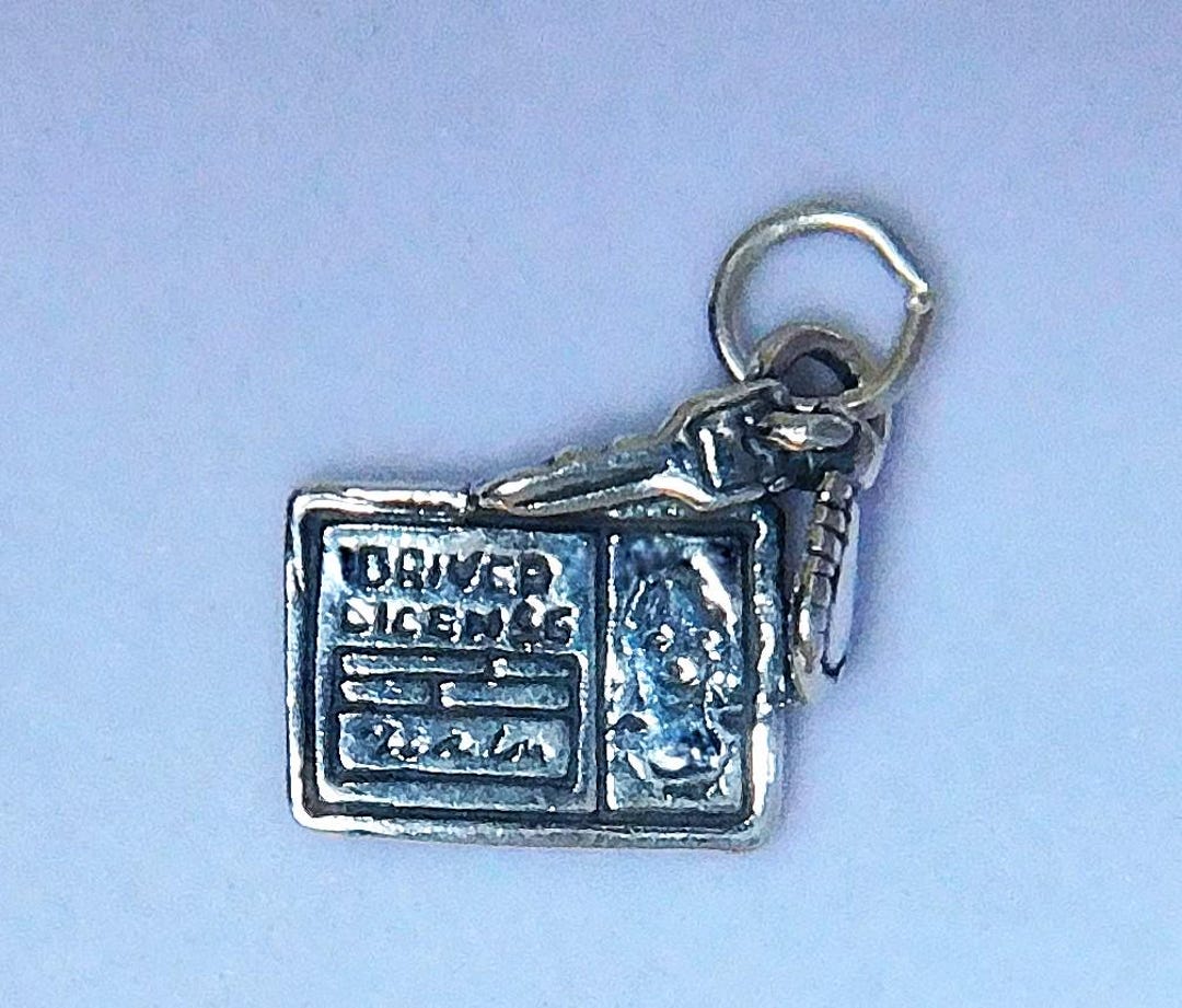 Tiny Sterling Silver Driver's License With Car Keys Charm - Etsy
