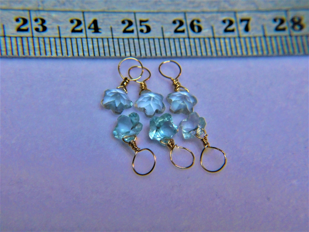 14k Solid Gold Sky Blue Topaz Star Charms 12 X 6 Mm Qty 2 - Etsy