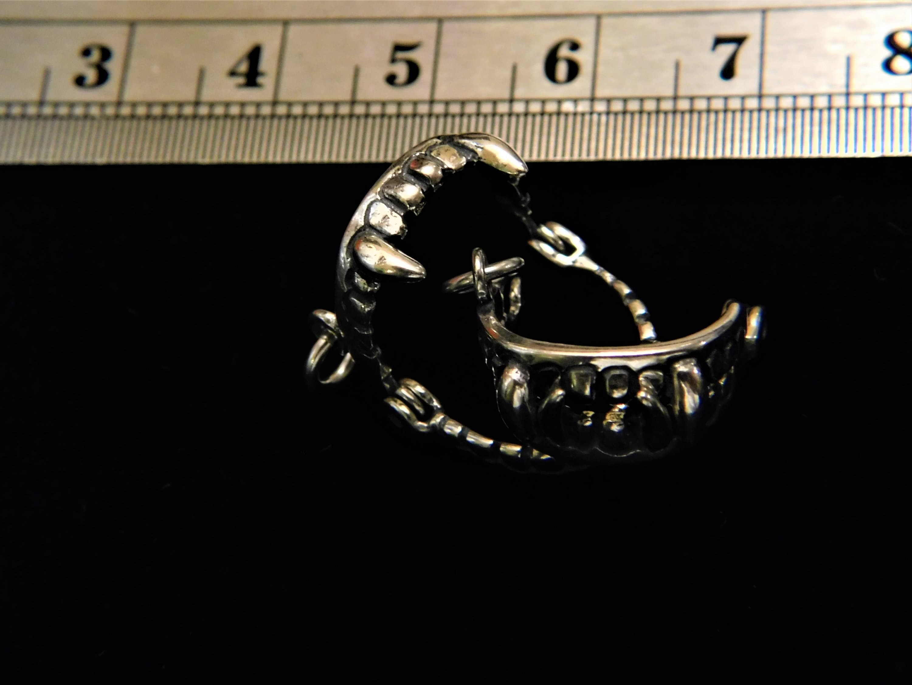 Sterling Silver Vampire Teeth Movable Charm 18 X 15 Mm - Etsy
