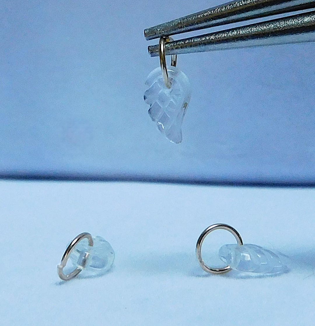14k Solid Gold and Clear Crystal Angel Wing Charm - Etsy