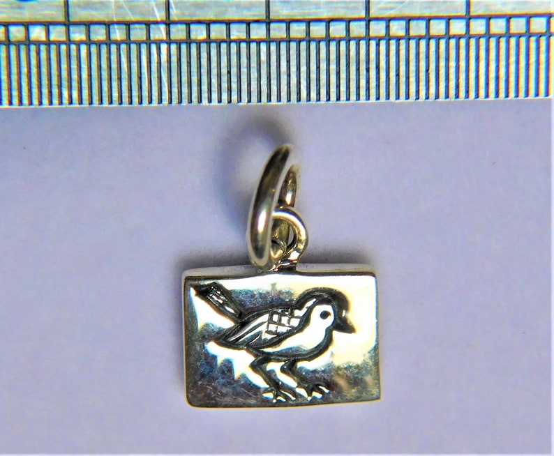 Sterling Silver Tiny Bird Tag Charm 10.5 X 7.8 Mm - Etsy