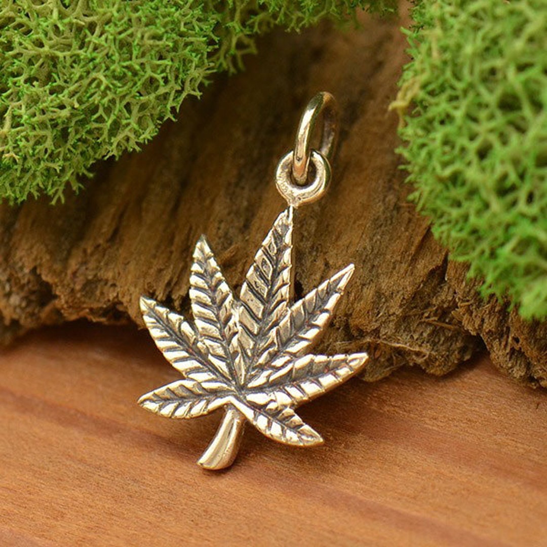 Sterling Silver Cannabis Leaf Charm 19 X 13 Mm - Etsy