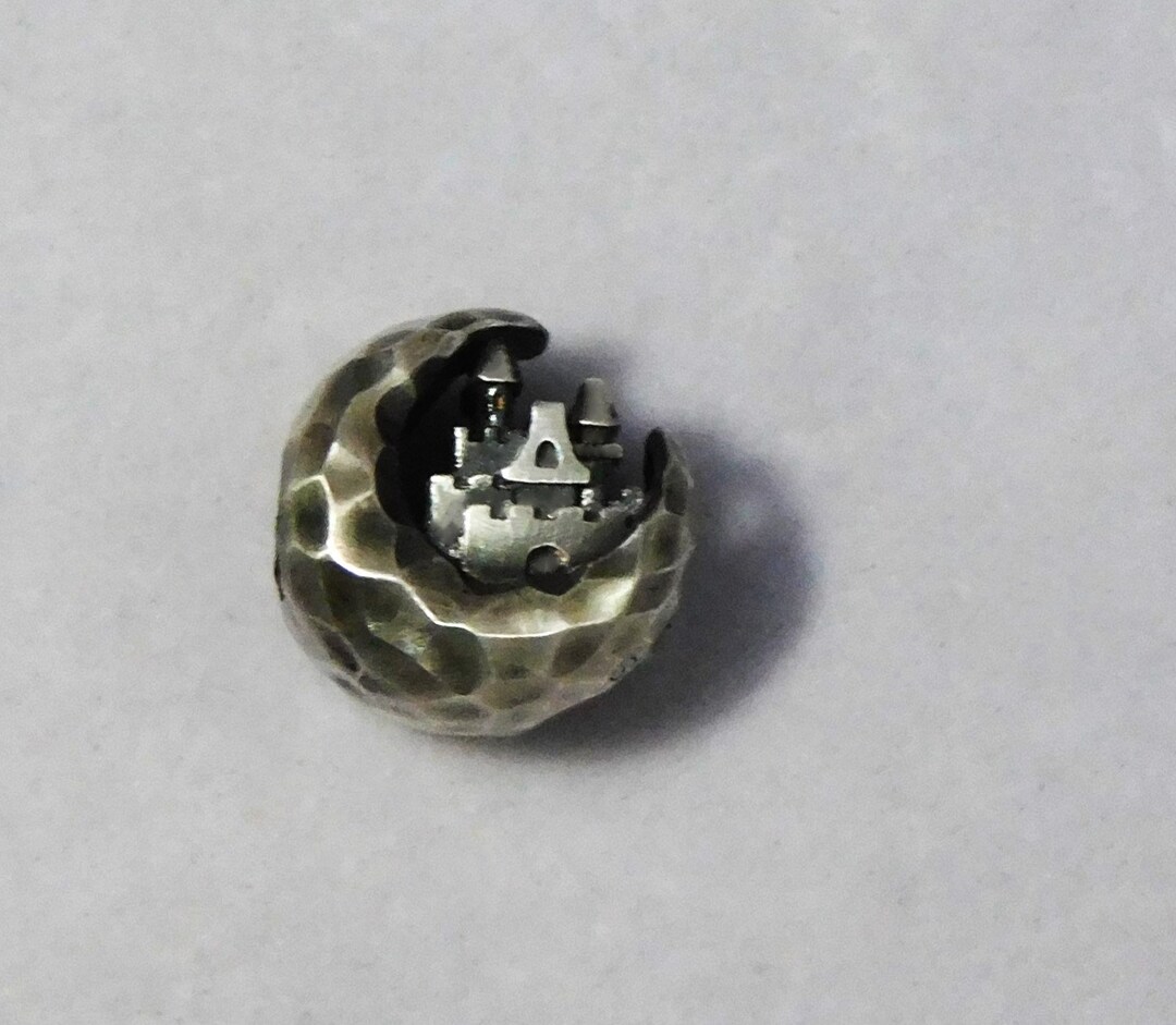Tiny Sterling Silver 3D Castle on a Crescent Moon 12 X 12 X 9 Mm - Etsy