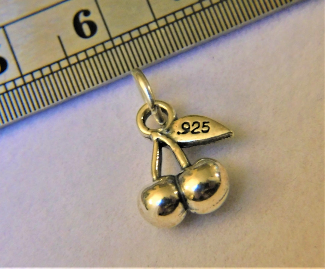 Tiny 3D Sterling Silver Cherries Charm 13 X 9 Mm - Etsy
