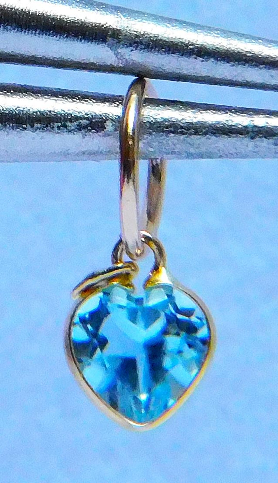 14k Solid Yellow Gold With a Heart Shaped Swiss Blue Topaz Gemstone - Etsy