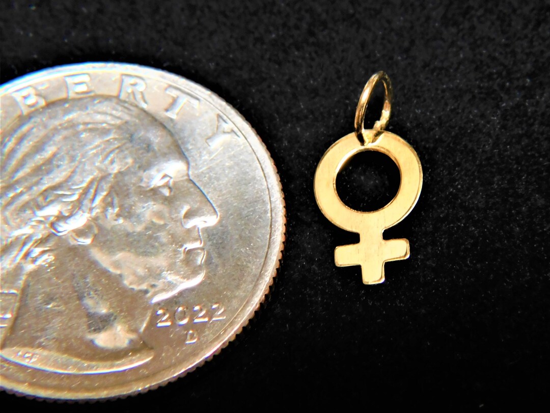14k Solid Gold Sign for Female Charm 7 X 10. - Etsy