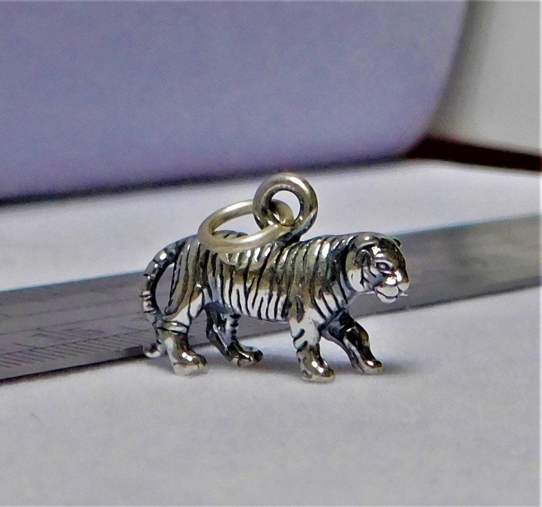 Sterling Silver Standing 3D Tiger Charm 18 X 16 Mm - Etsy