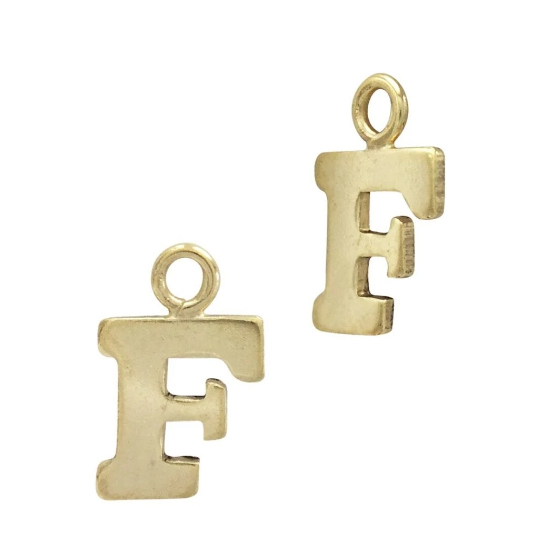14k Solid Gold Block Letter F Charm 5 X 8 Mm - Etsy