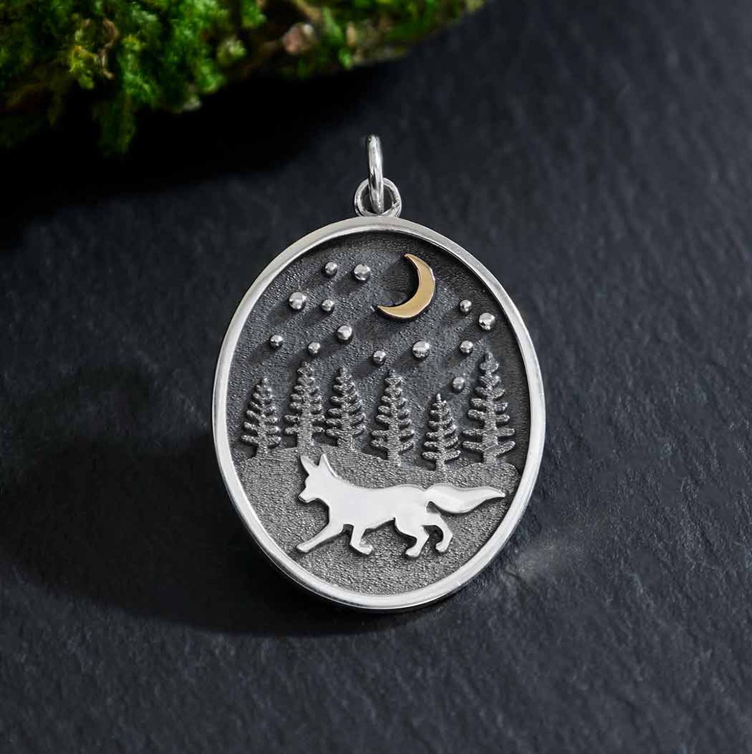 Sterling Silver Fox in the Meadow Pendant - Etsy