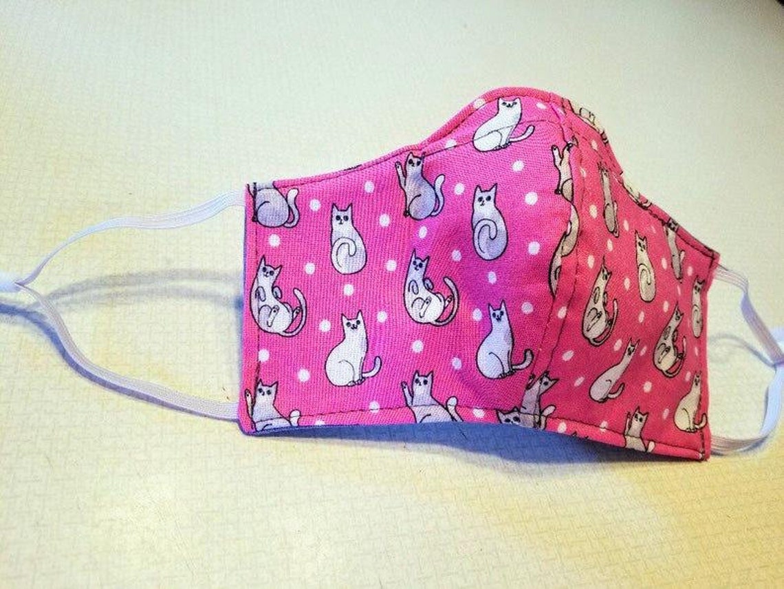 Pink Cat Fitted Face Mask FREE SHIPPING | Etsy
