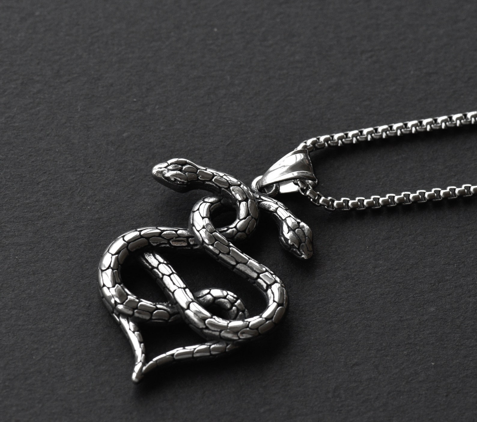 Collier de serpent en acier inoxydable double serpent torsadé - Etsy France