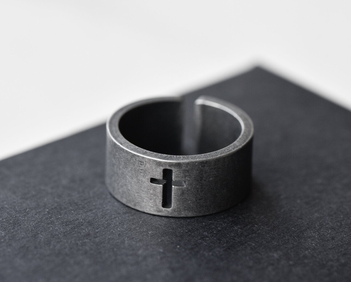 Stainless Steel Cross Ring Band - Punk Jewelry Gift - Etsy