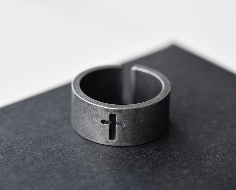 Stainless Steel Cross Ring Band Ring Mens Ring Punk Jewellery - Etsy