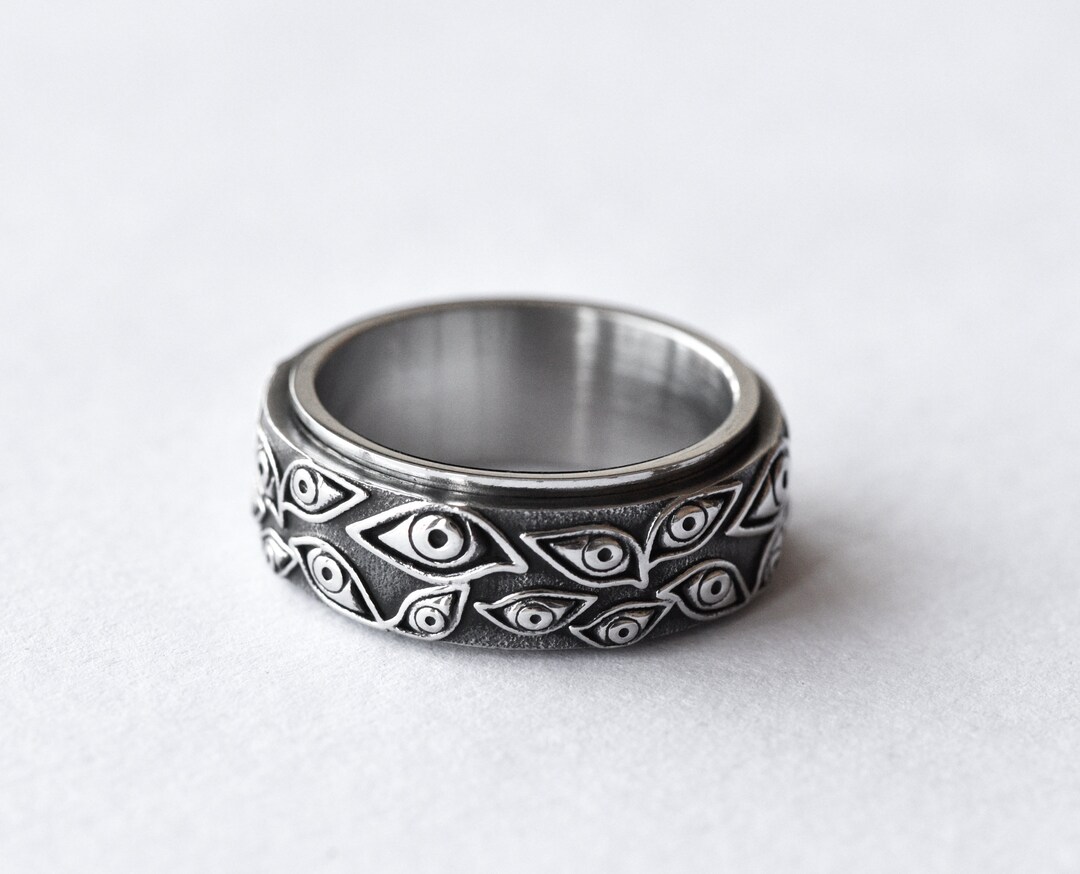 Stainless Steel Eyes Ring Mens Spinning Ring Band Ring Mens Band Ring ...