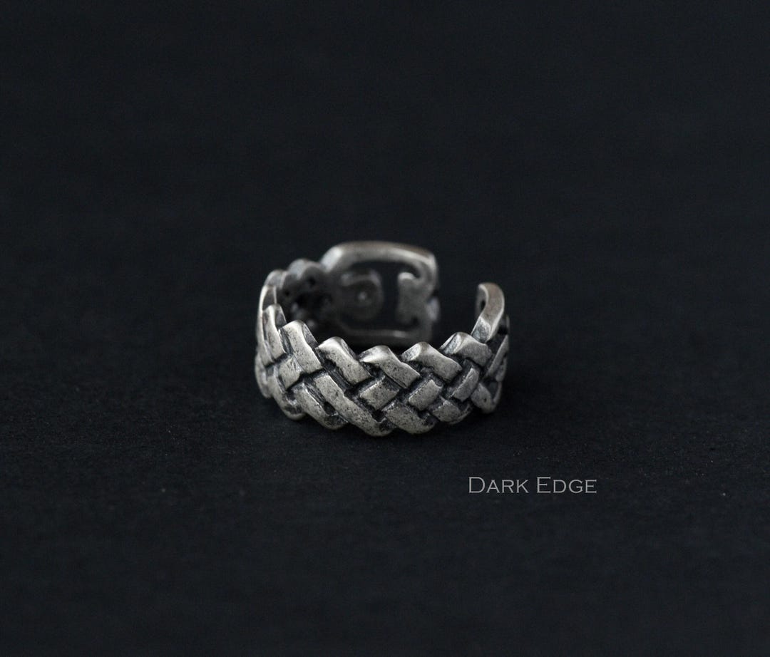 Sterling Silver Viking Patterned Ear Cuff Earrings Mens Womens Gothic ...