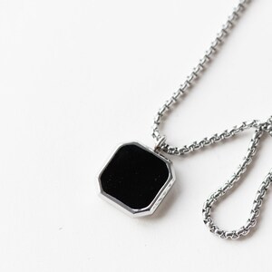 Mens Square Stainless Steel Necklace, Enamel Pendant (23'') - Etsy