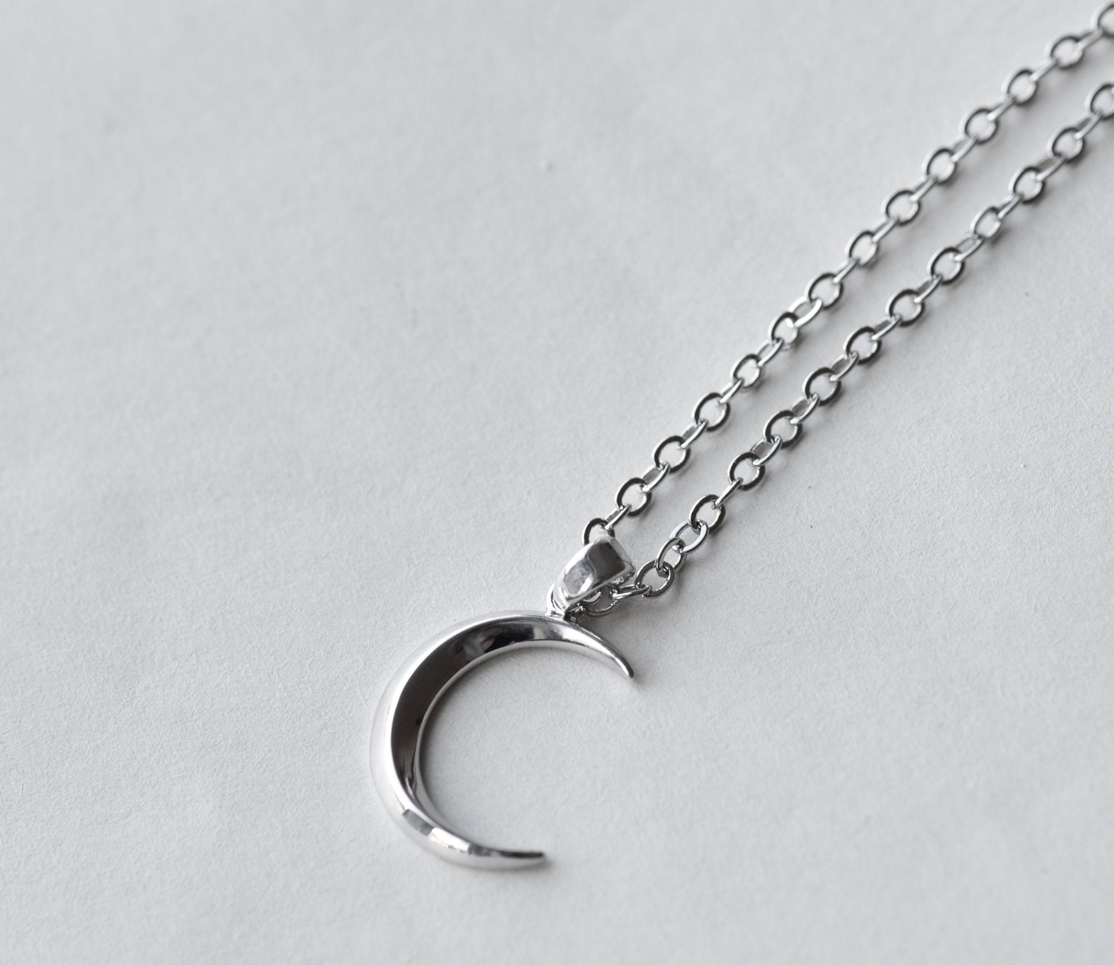 Mens Crescent Necklace Moon Necklace Pendant Mens Necklace - Etsy UK