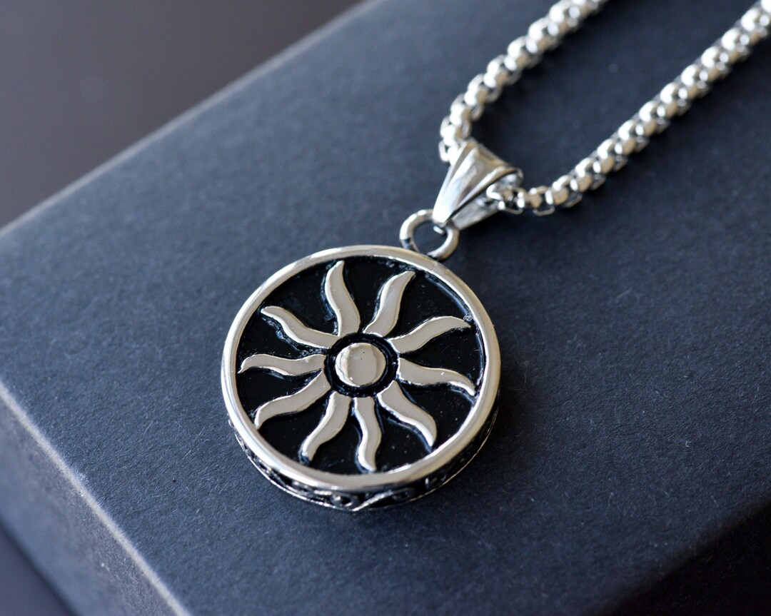 Stainless Steel Necklace Gold Sun Necklace Apollo Symbol Necklace Disco ...
