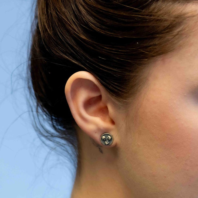 Sterling Silver Triple Skull Stud Earrings, Gothic Punk Jewelry - Etsy UK
