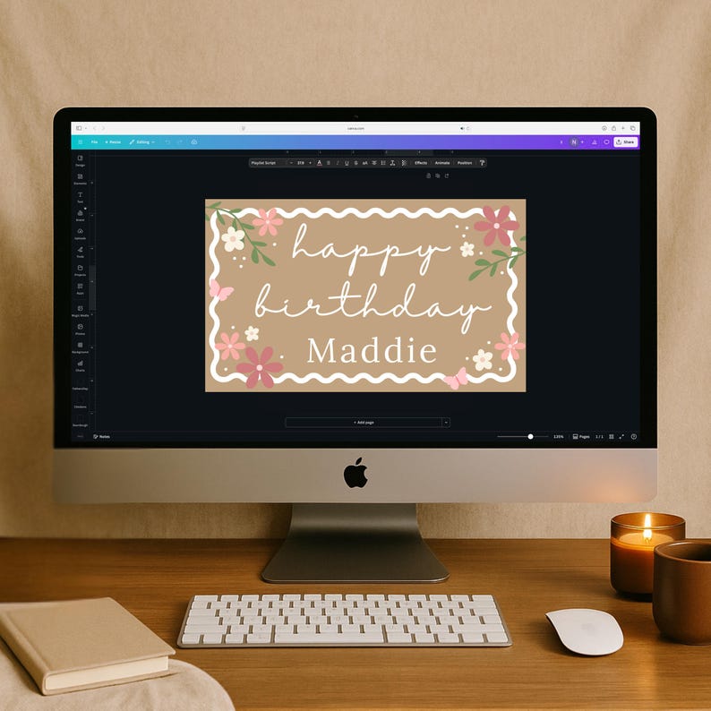 Birthday Banner DIY Paint Template, Floral Birthday Banner Printable ...