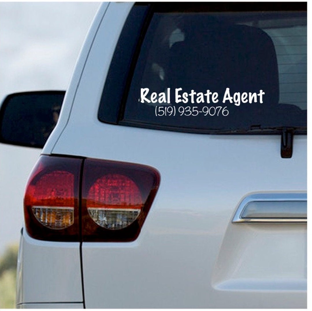 Real Estate Agent Car Decal, Personalization Cell or Email or Hashtag ...