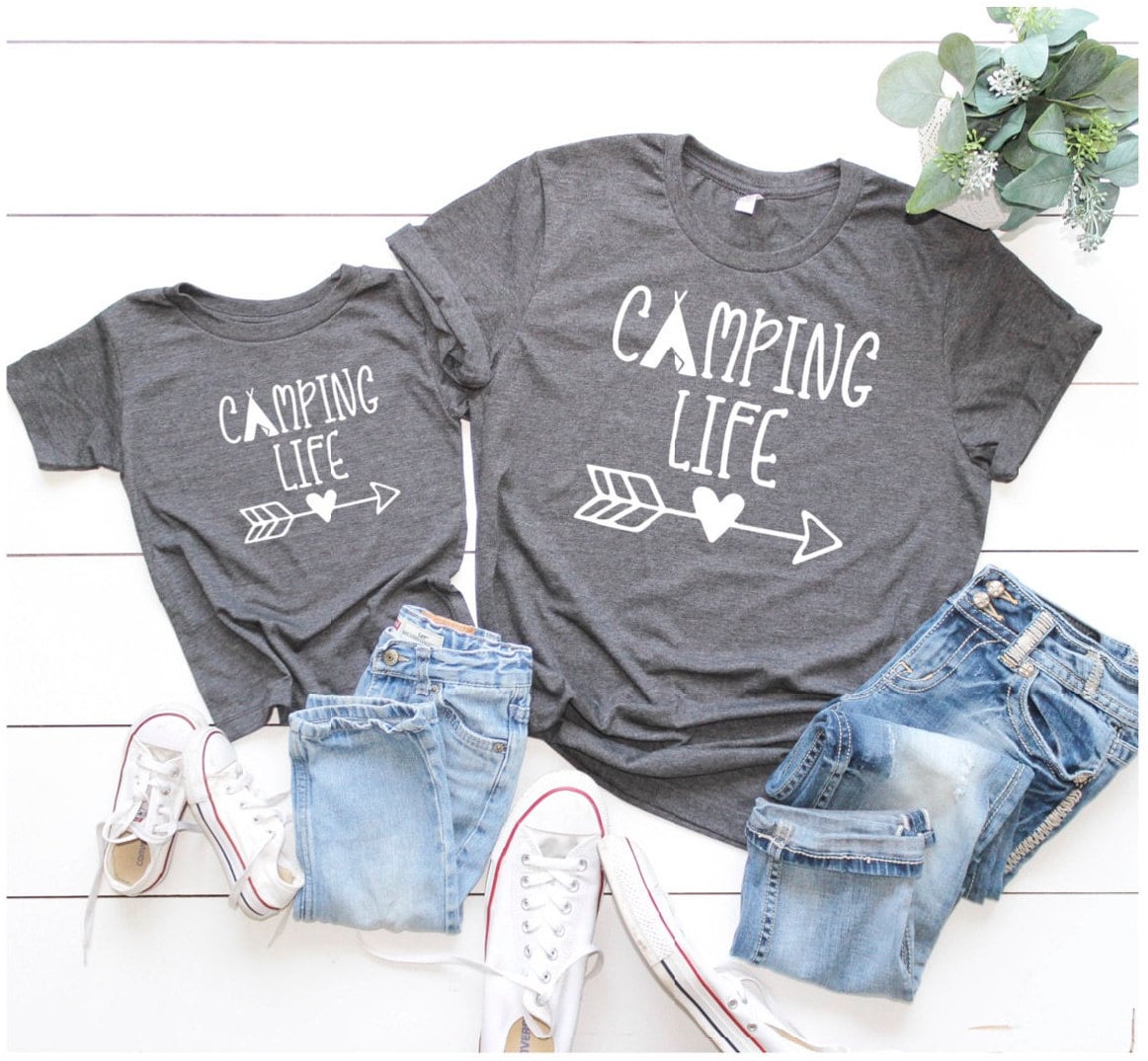 Camping Life outdoor father son kids matching shirts Custom | Etsy