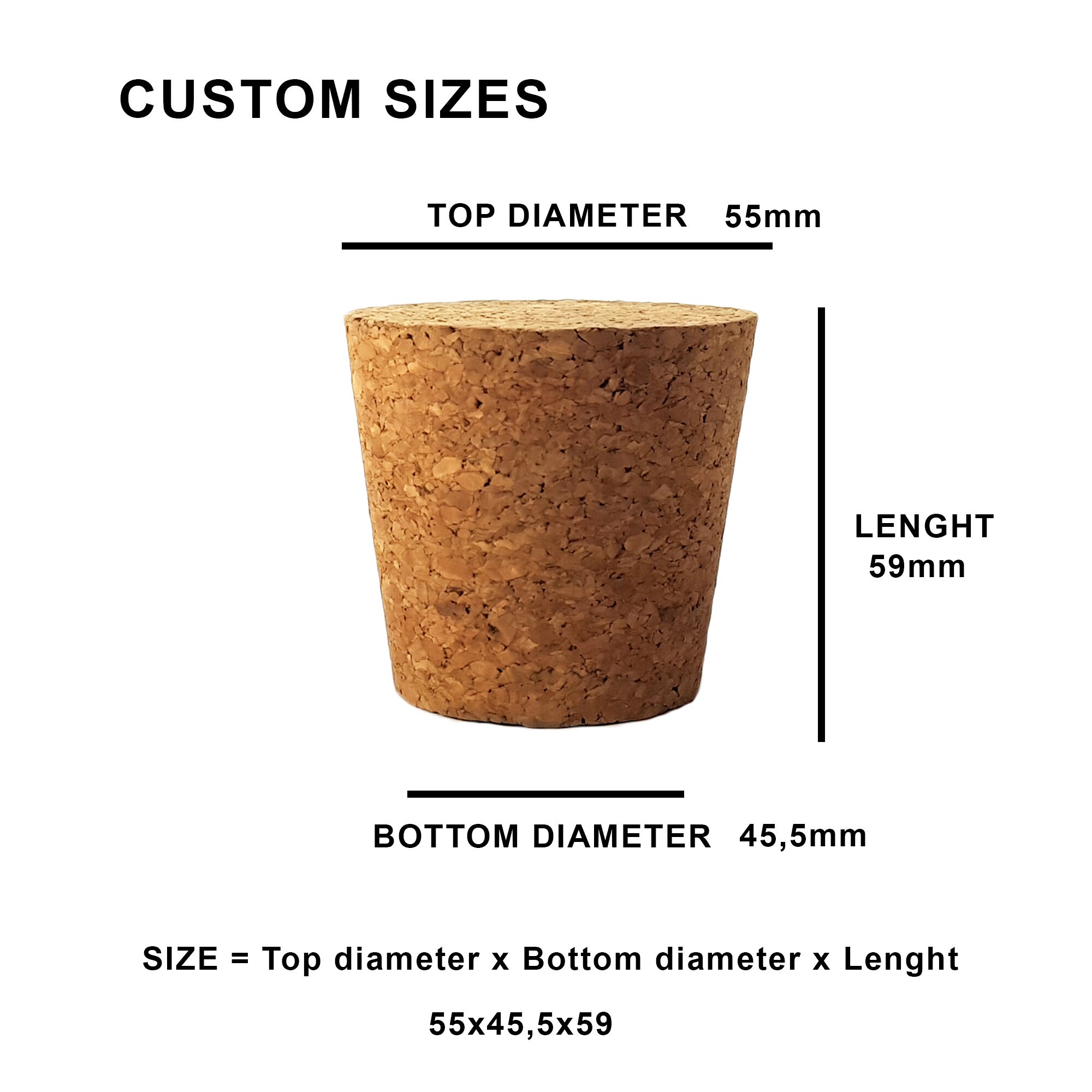 Natural Agglomerated Conical Cork Stoppers / Tapered High Quality ...