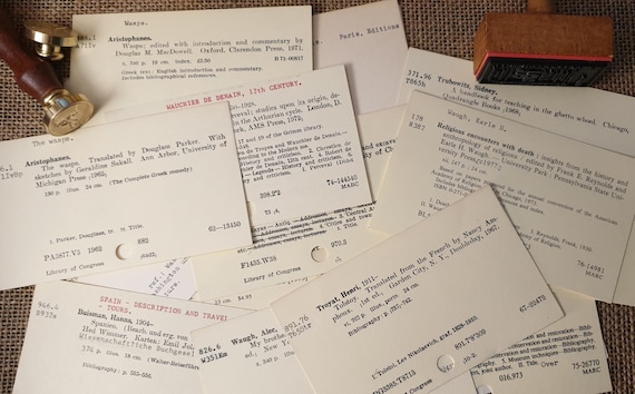 Vintage Library Index Cards Set Of 25 Ephemera Treasures | Etsy