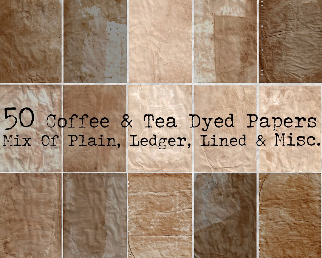 Digital Download Kit | 50 A4 Coffee and Tea Dyed Stained Papers - Plain ...