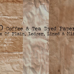 Digital Download Kit | 50 A4 Coffee and Tea Dyed Stained Papers - Plain ...