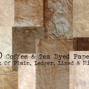Digital Download Kit | 50 A4 Coffee and Tea Dyed Stained Papers - Plain ...