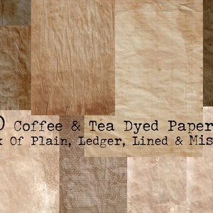 Digital Download Kit | 50 A4 Coffee and Tea Dyed Stained Papers - Plain ...