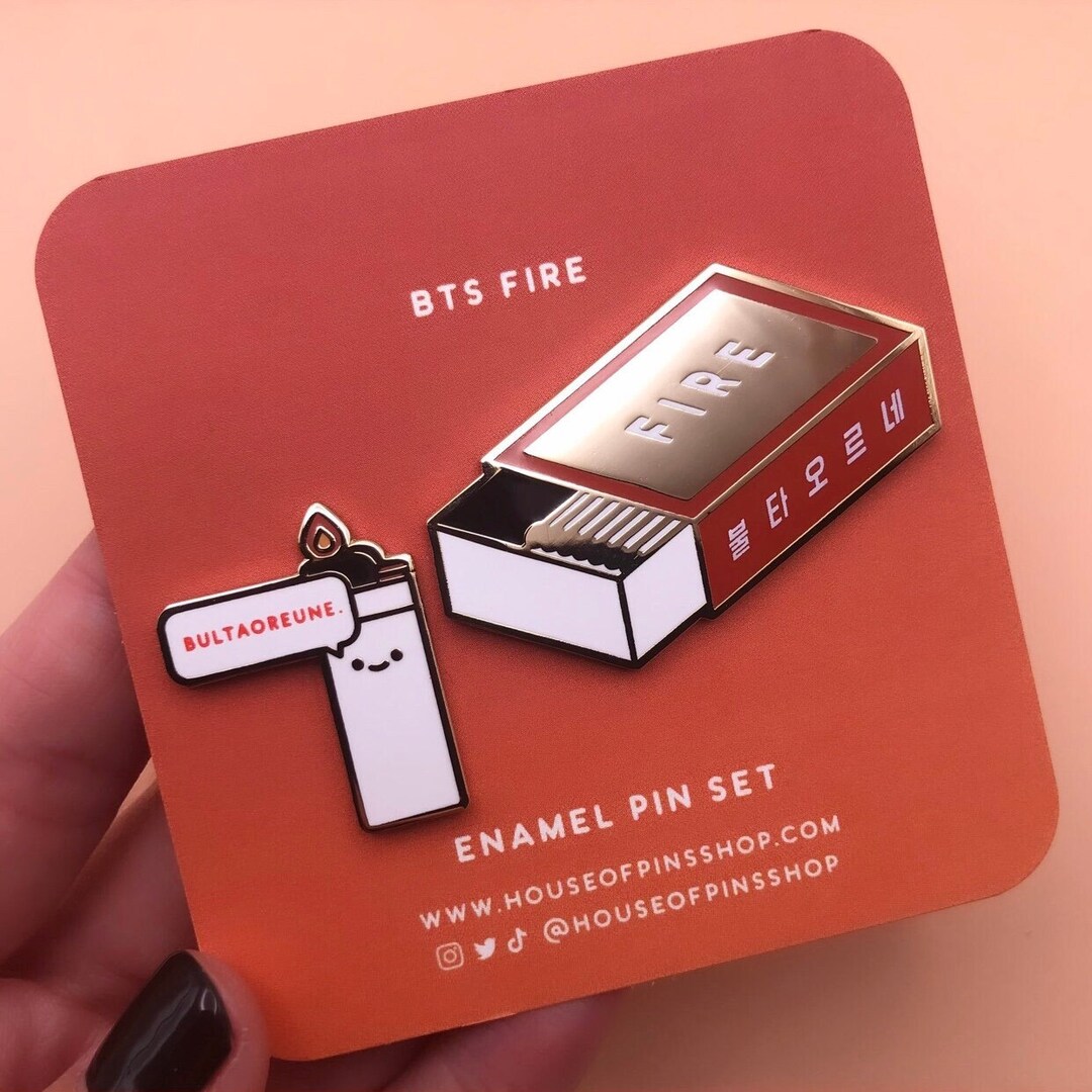 BTS Fire Pins | Bultaoreune Lighter & Matchbox Pins, Fan Merch - Etsy