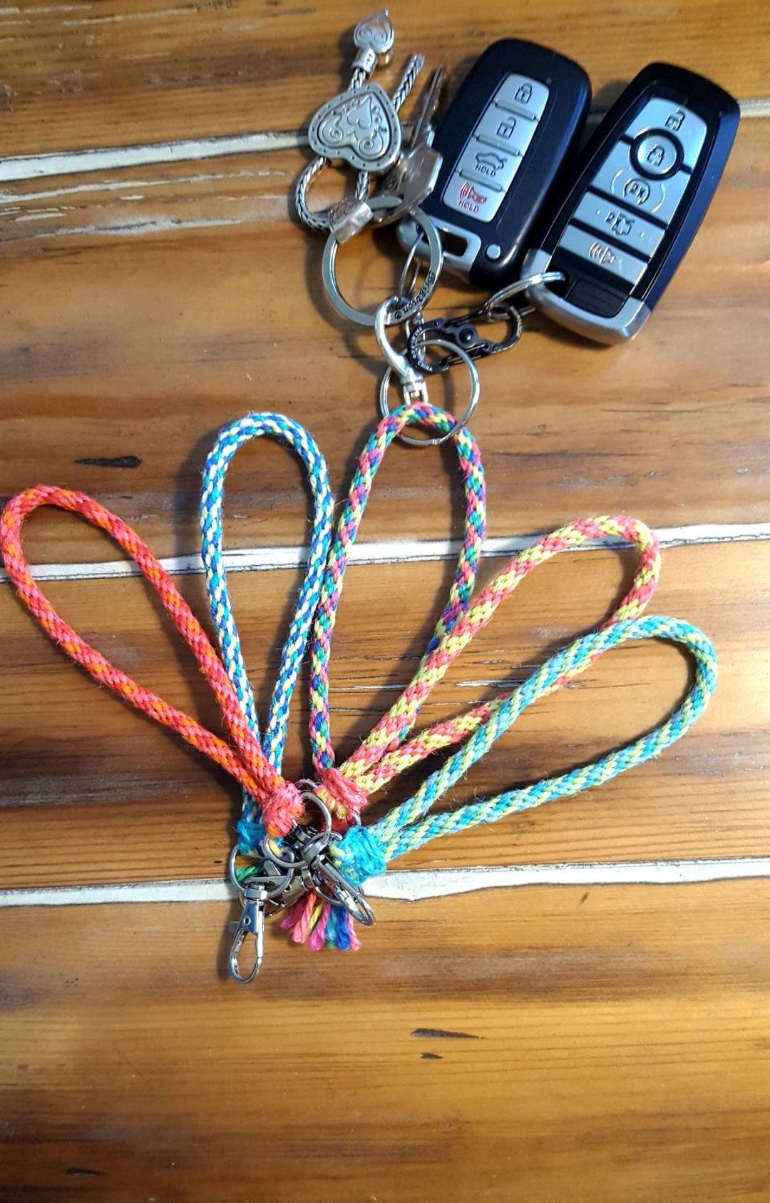 Woven Wristlet Lanyard, Homemade Wriststrap Keychain, VSCO Girl ...