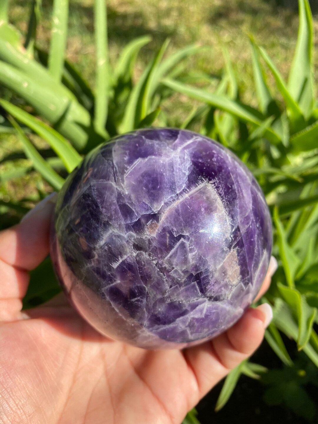 Dream Amethyst Sphere, Crystal Sphere, Chevron Amethyst, Crystal Ball ...
