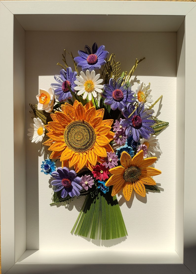 3D Paper Quilling Bouquet of Wildflowers in Quilling Style - Etsy